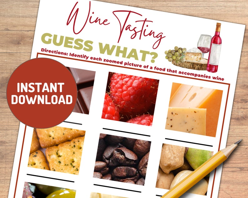 Wine Tasting Party Printable Game Guess What Instant - Etsy