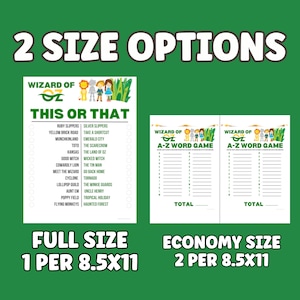 Wizard of Oz Game Bundle: Printable Party Games (instant Download) - Etsy