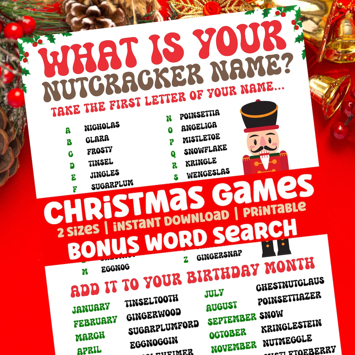 Nutcracker Name Game: Printable Christmas Party Activity (digital ...