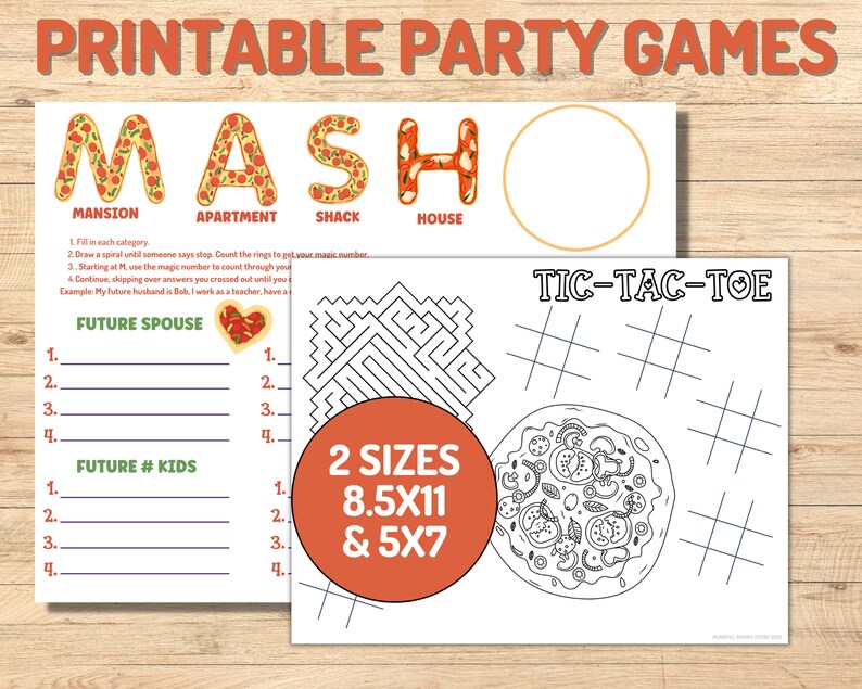 Pizza Party MASH Game: Printable Birthday Activity (PDF) - Etsy