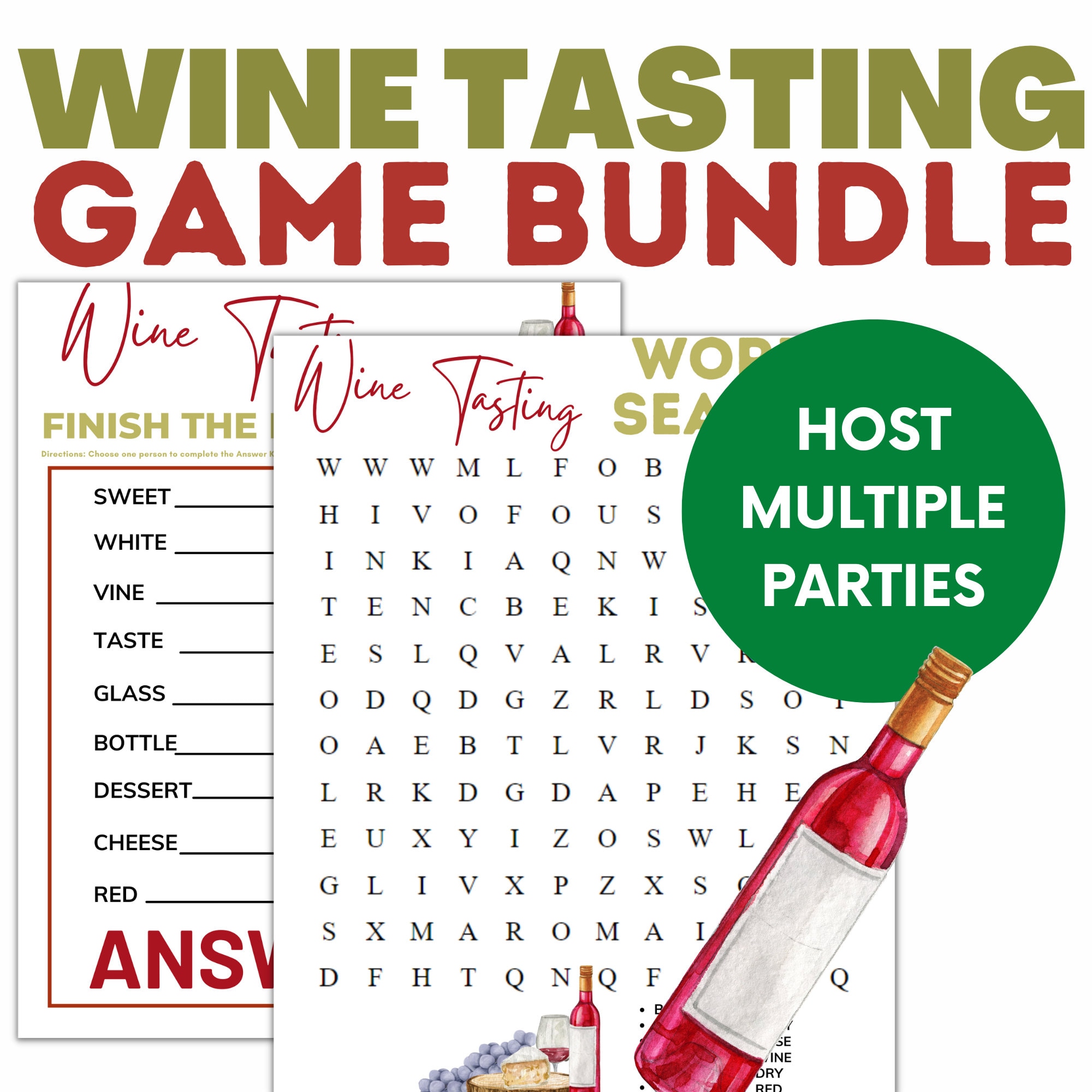 Wine Tasting Party Games Bundle: Bachelorette, Birthday (printable ...