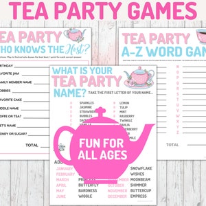 Tea Party Game Bundle, Birthday Games, Family Game Night, Printable ...