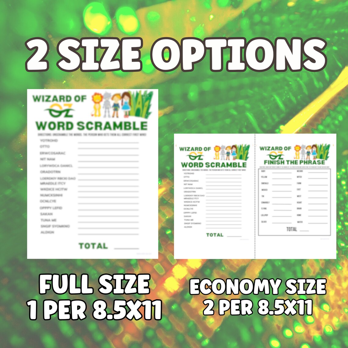 Wizard of Oz Word Scramble Game: Printable Book Club Activity (instant ...
