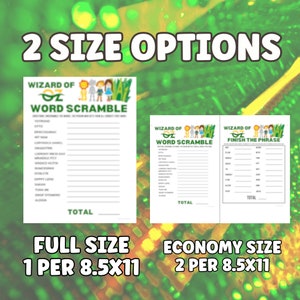 Wizard of Oz Word Scramble Game: Printable Book Club Activity (instant ...