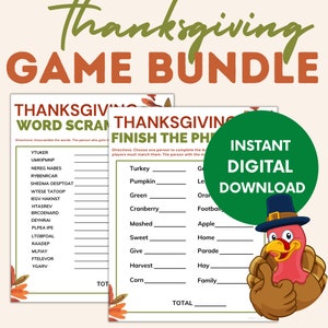 Thanksgiving and Friendsgiving Game Bundle | Family Game Night ...
