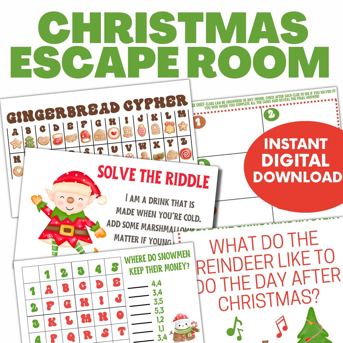 Christmas Escape Room Game | Family Game Night | Printable Party Game ...