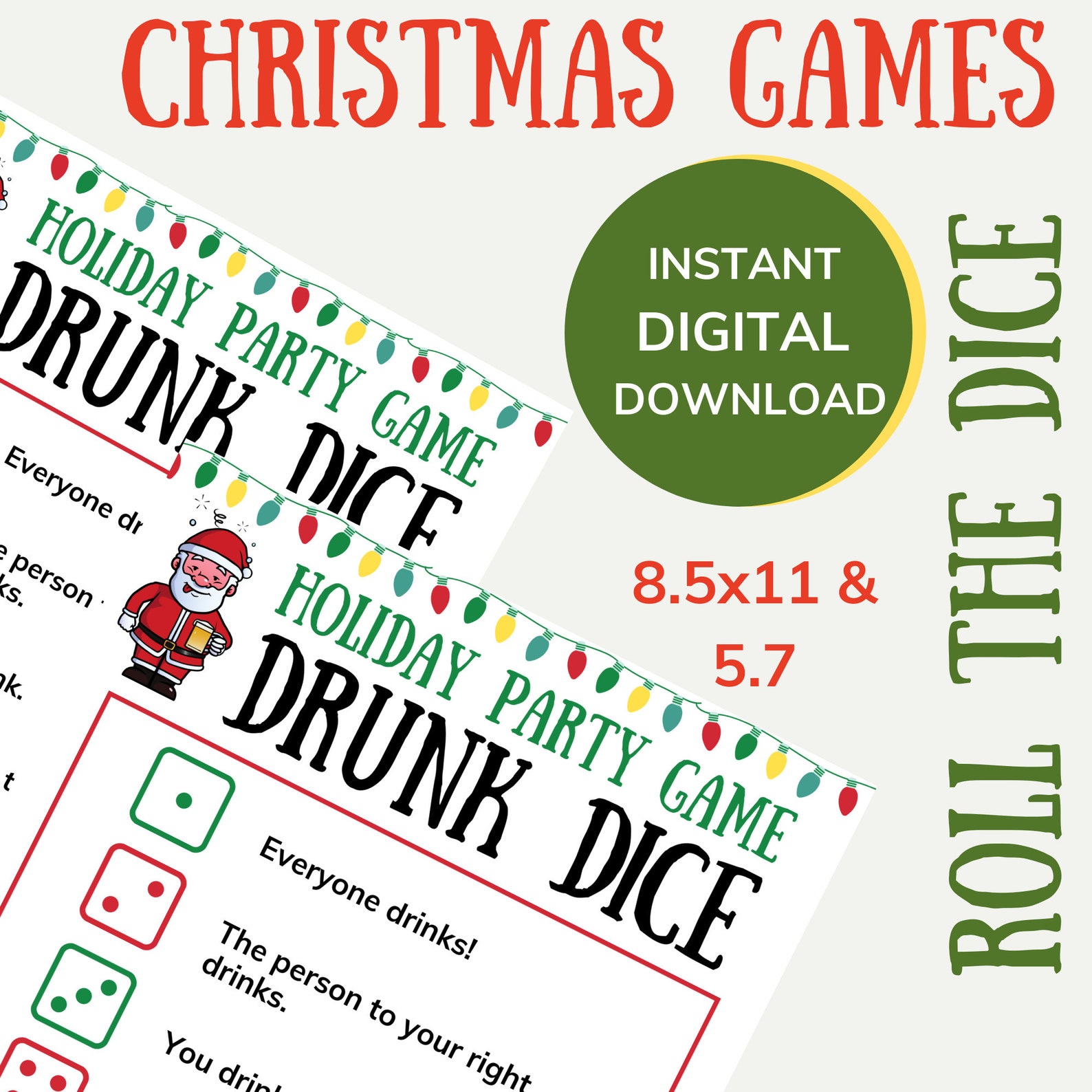 Christmas Games for Adults | Drunk Dice | Drinking Games | Holiday ...