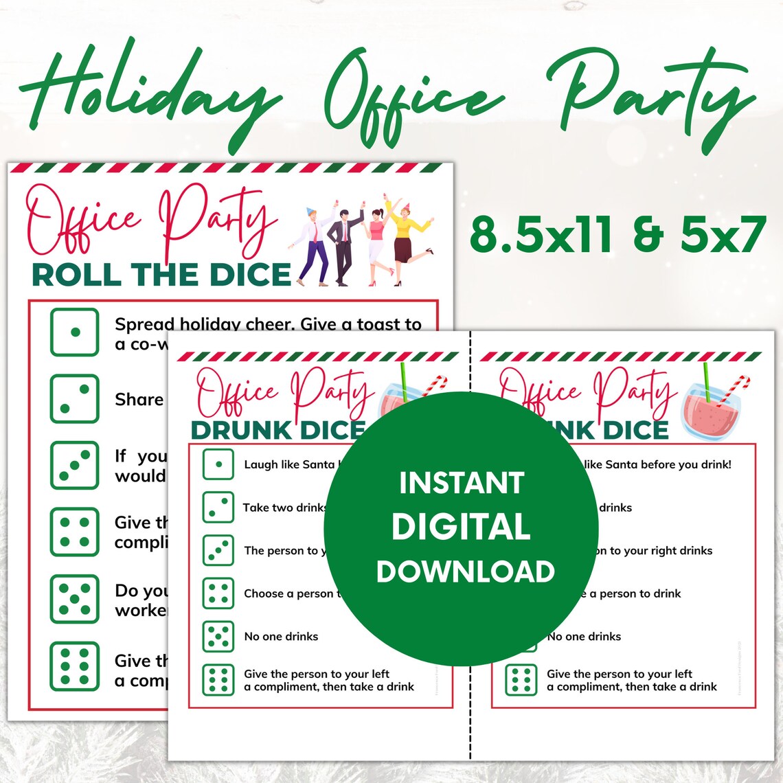 Holiday Office Party Game | Roll the Dice Game | Printable Party Game ...