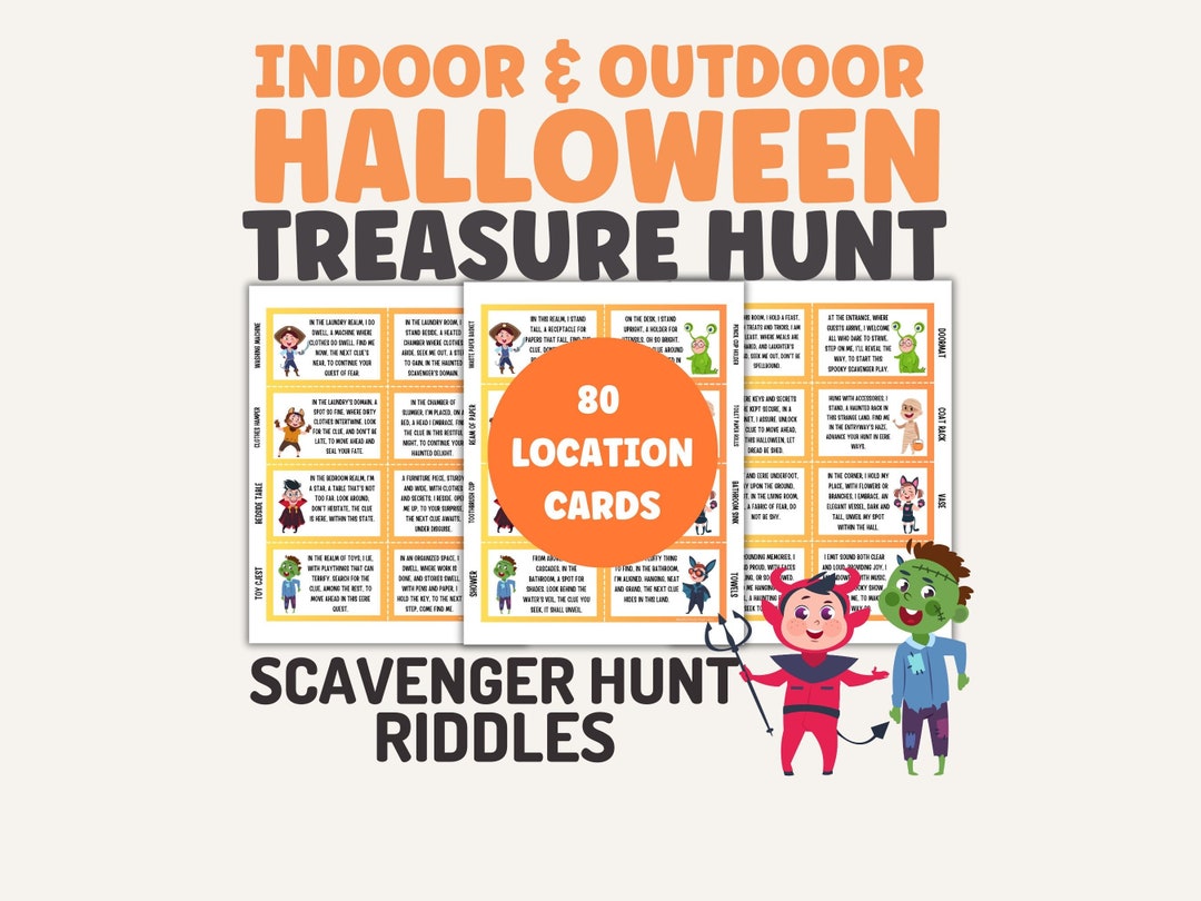 Halloween Candy Hunt, Scavenger Hunt Cards, Indoor & Outdoor Bundle ...