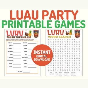 Luau Party Game Bundle, Printable Luau Games, Luau Party Games for ...