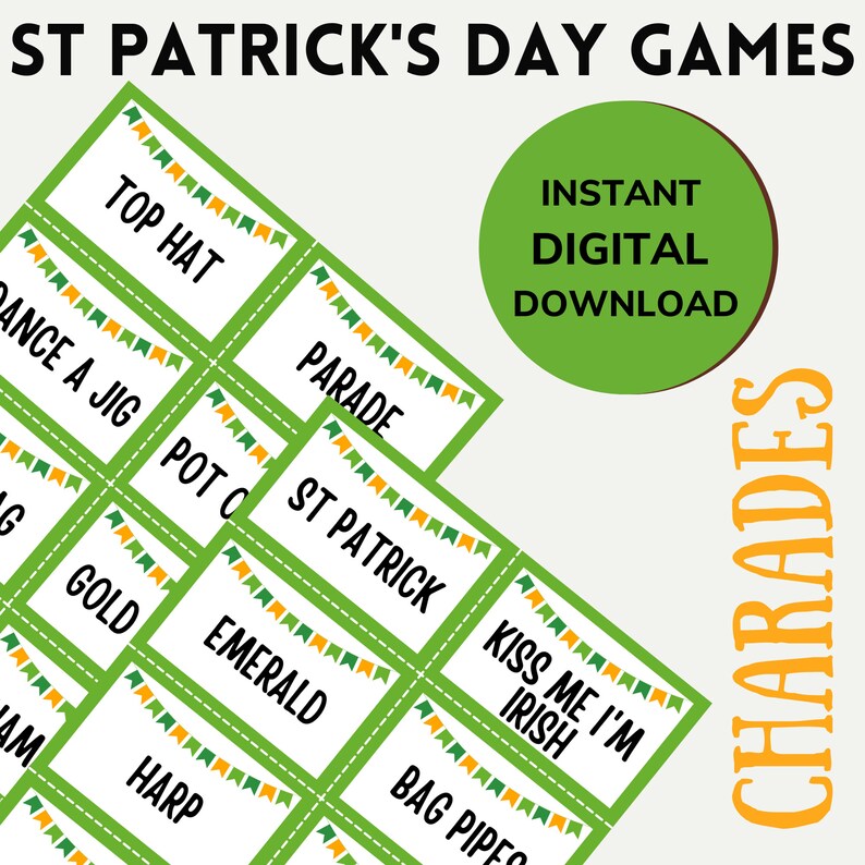 St Patrick's Day Charades or Draw It Cards | Instant Digital Download ...