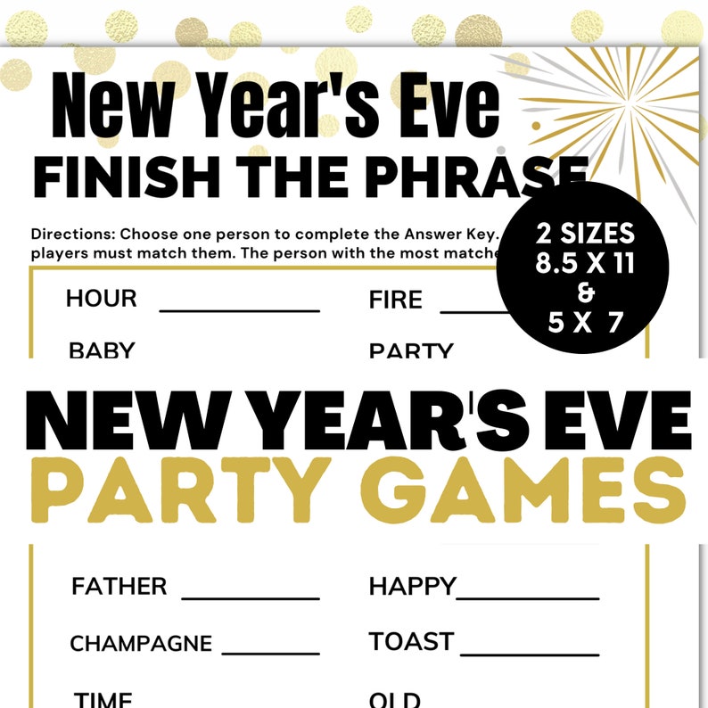New Year's Eve Party Games: Charades, Finish the Phrase (instant ...