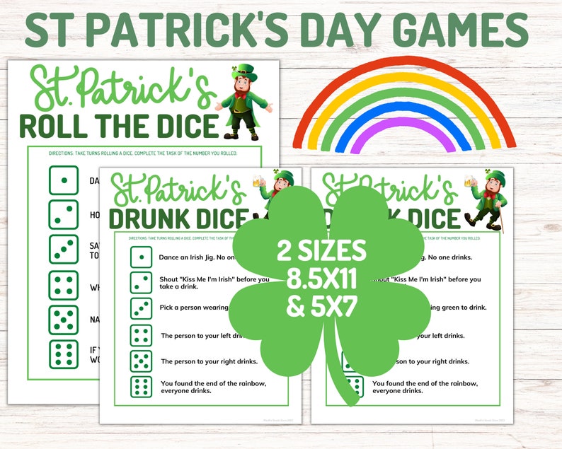St Patrick's Day Roll the Dice Game | Family Game Night | Printable ...