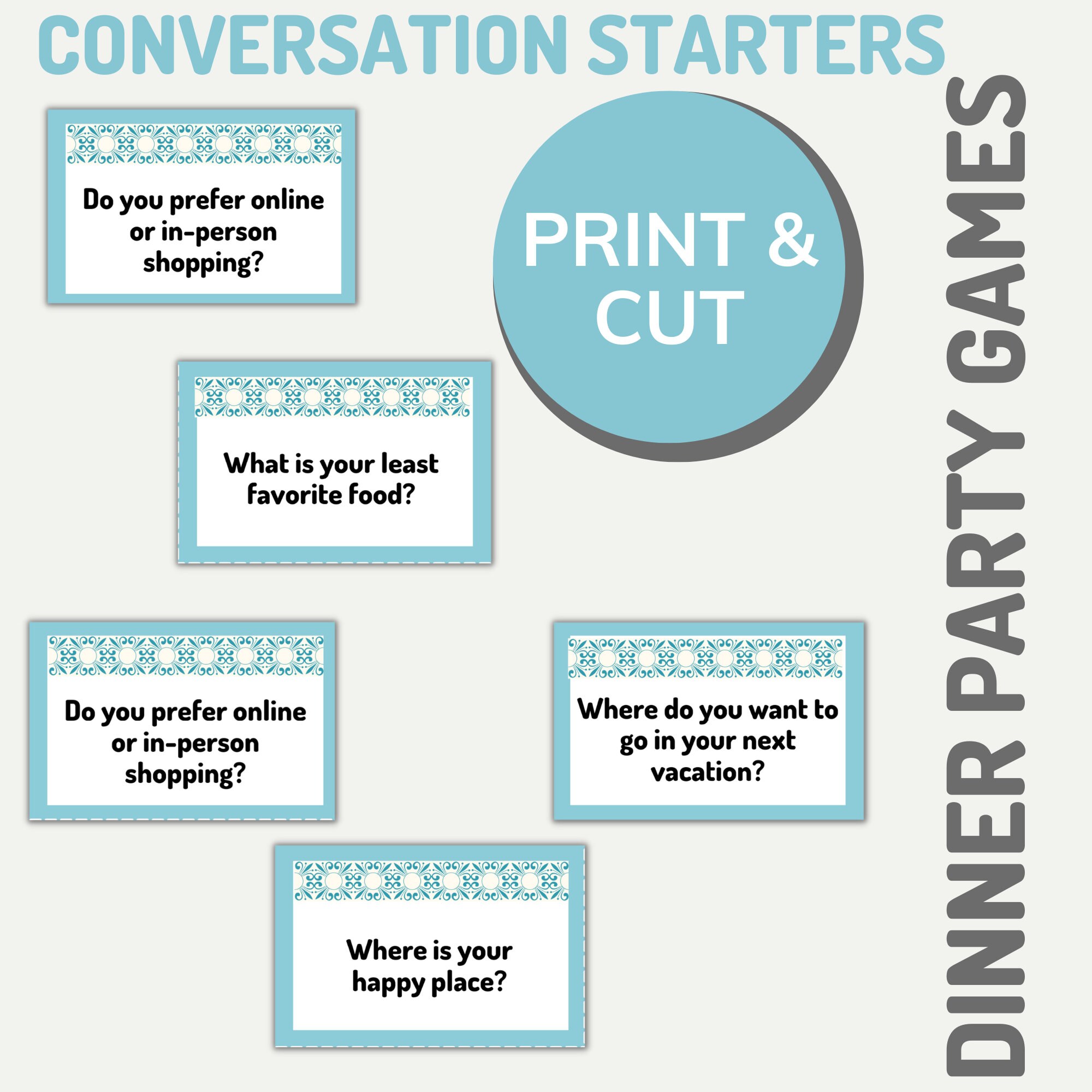 Dinner Party Conversation Starters | Ice Breaker | Party Games | Dinner ...