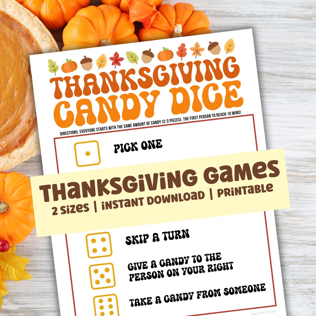 Thanksgiving Candy Dice Game: Printable Family Fun (PDF) - Etsy