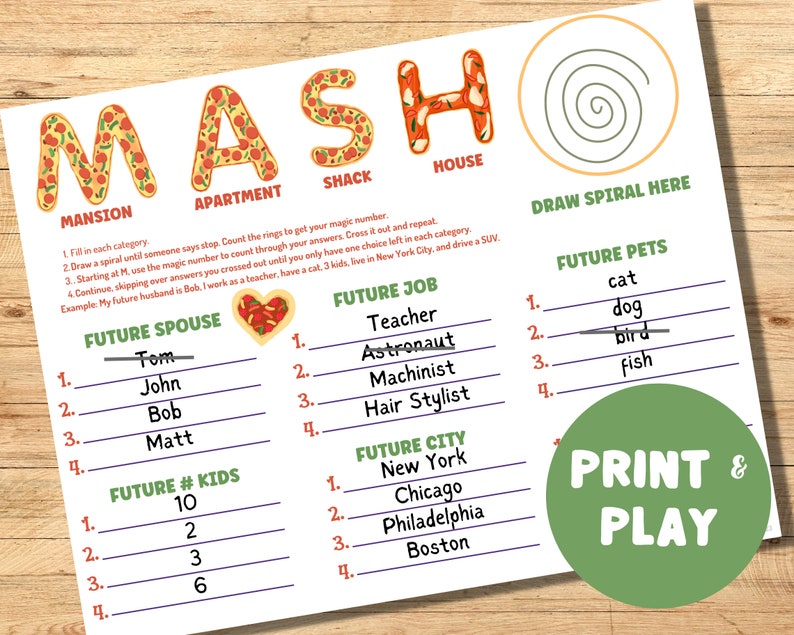 Pizza Party Printable Party Game Mash Game Coloring - Etsy