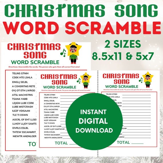 Christmas Song Word Scramble