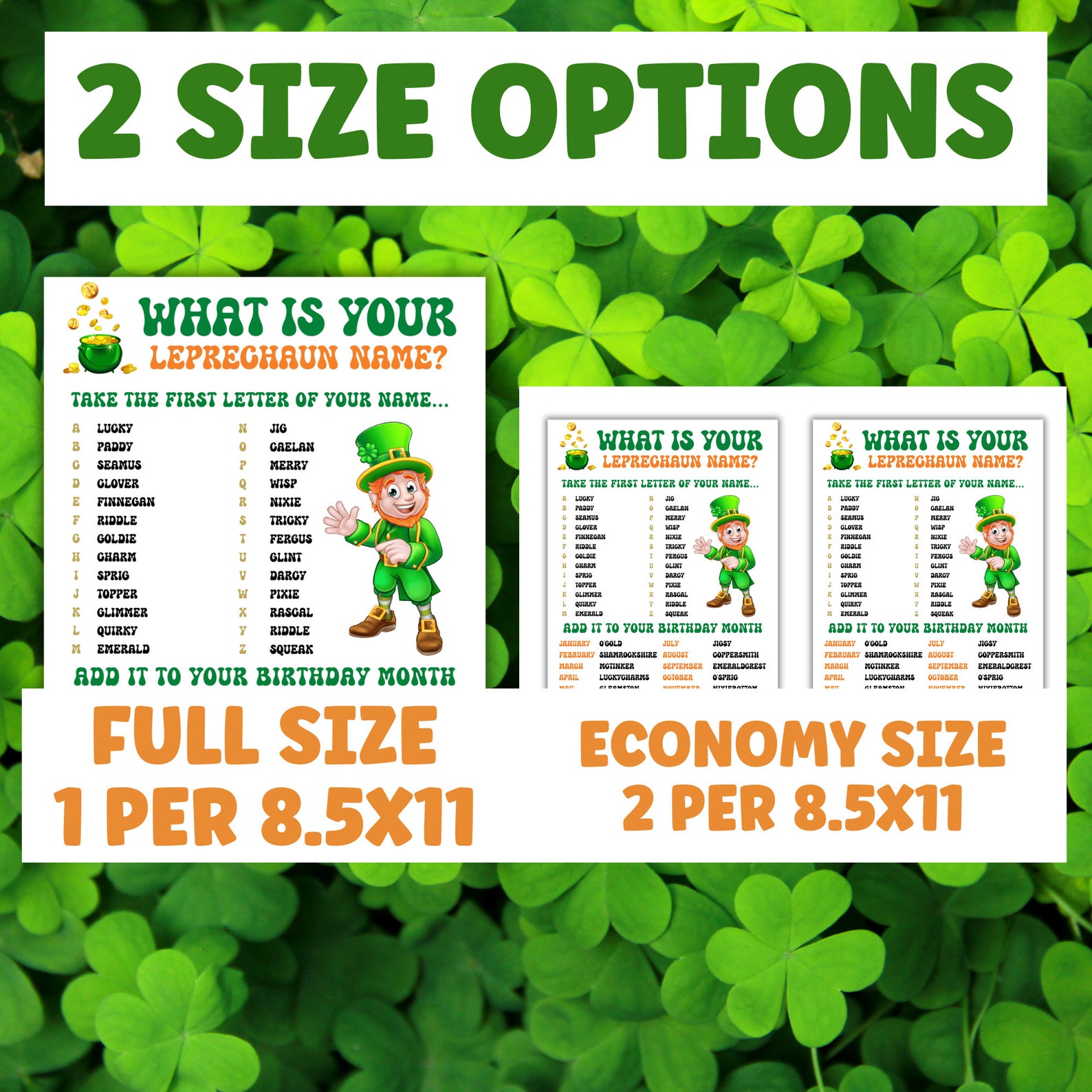 What is Your Leprechaun Name, Kids & Adults Birthday Party Game, Office ...