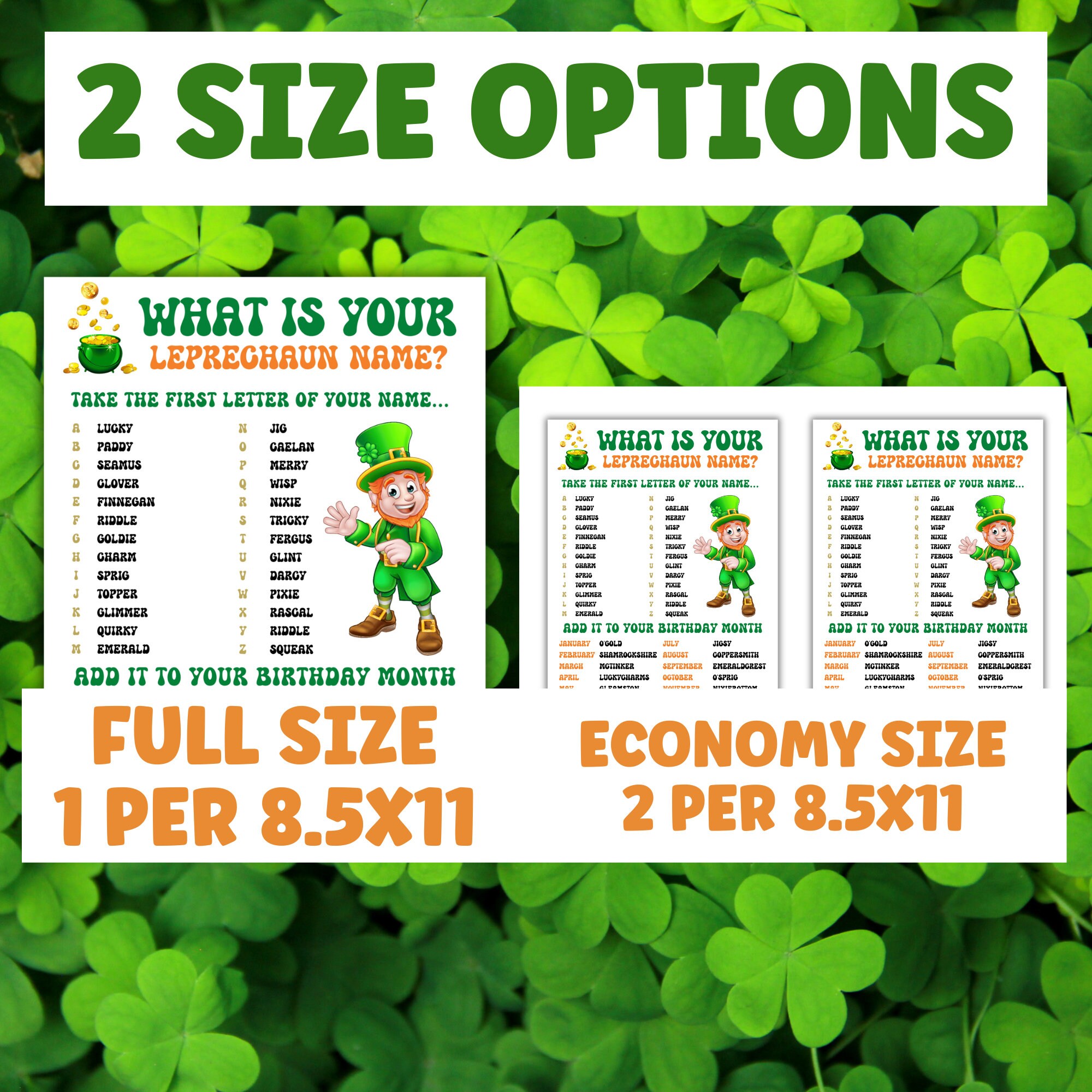 What is Your Leprechaun Name, Kids & Adults Birthday Party Game, Office ...