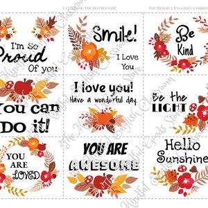 Fall Positive Affirmation Cards: Lunch Box Notes (digital Download) - Etsy