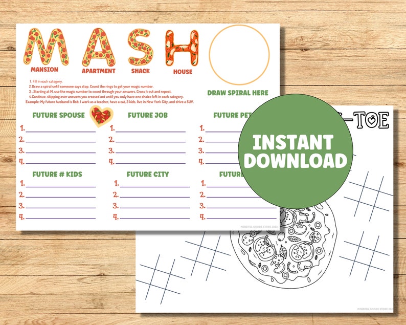 Pizza Party MASH Game: Printable Birthday Activity (PDF) - Etsy