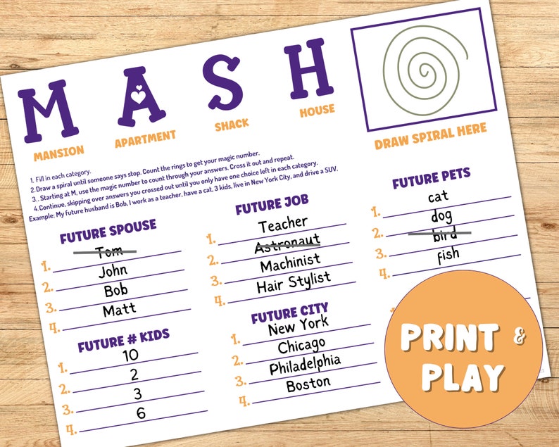 Slumber Party Games Mash Printable Party Game Coloring - Etsy