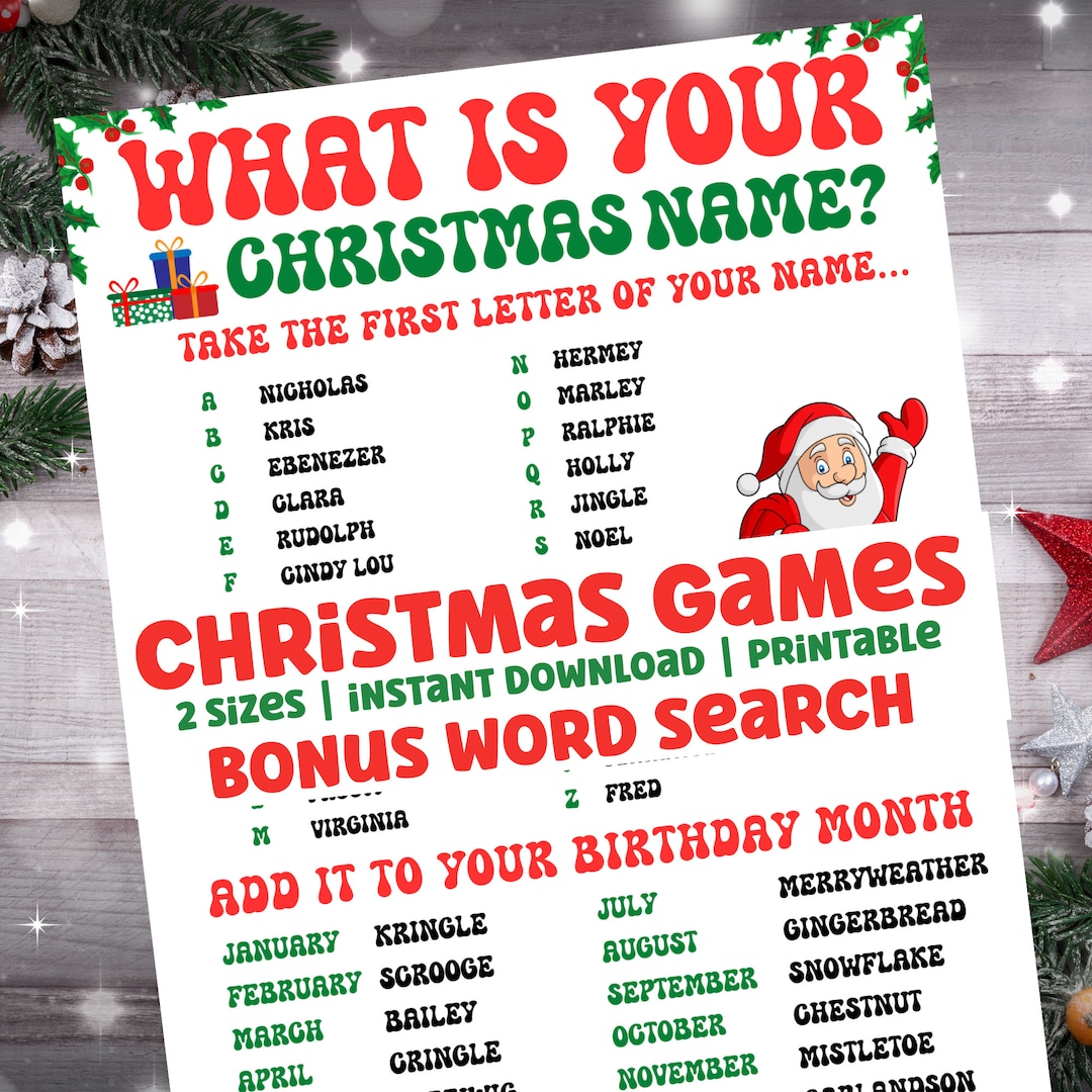 What is Your Christmas Name Game: Printable Holiday Party Activity ...