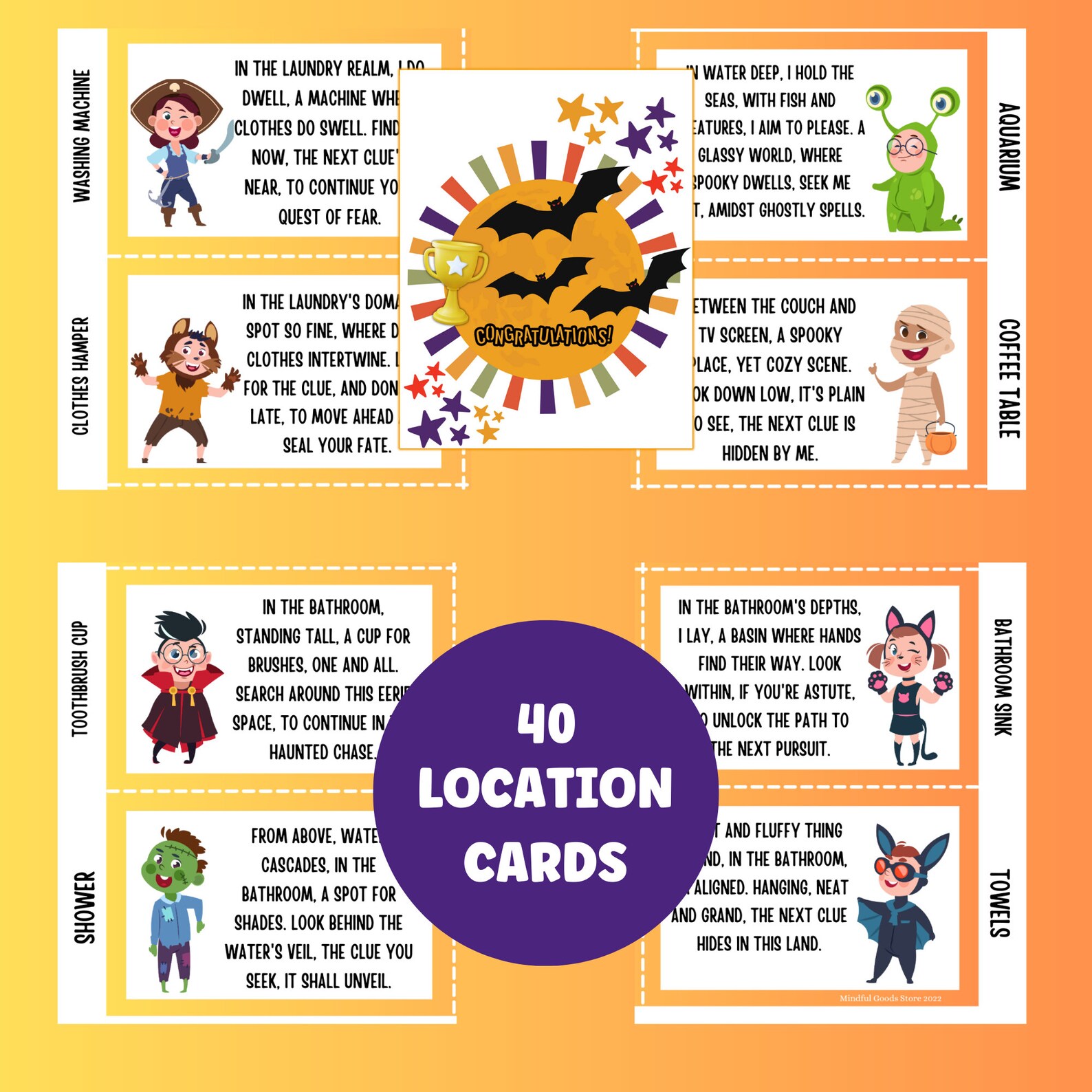 Halloween Treasure Hunt Scavenger Hunt Cards, Indoor & Outdoor Bundle ...