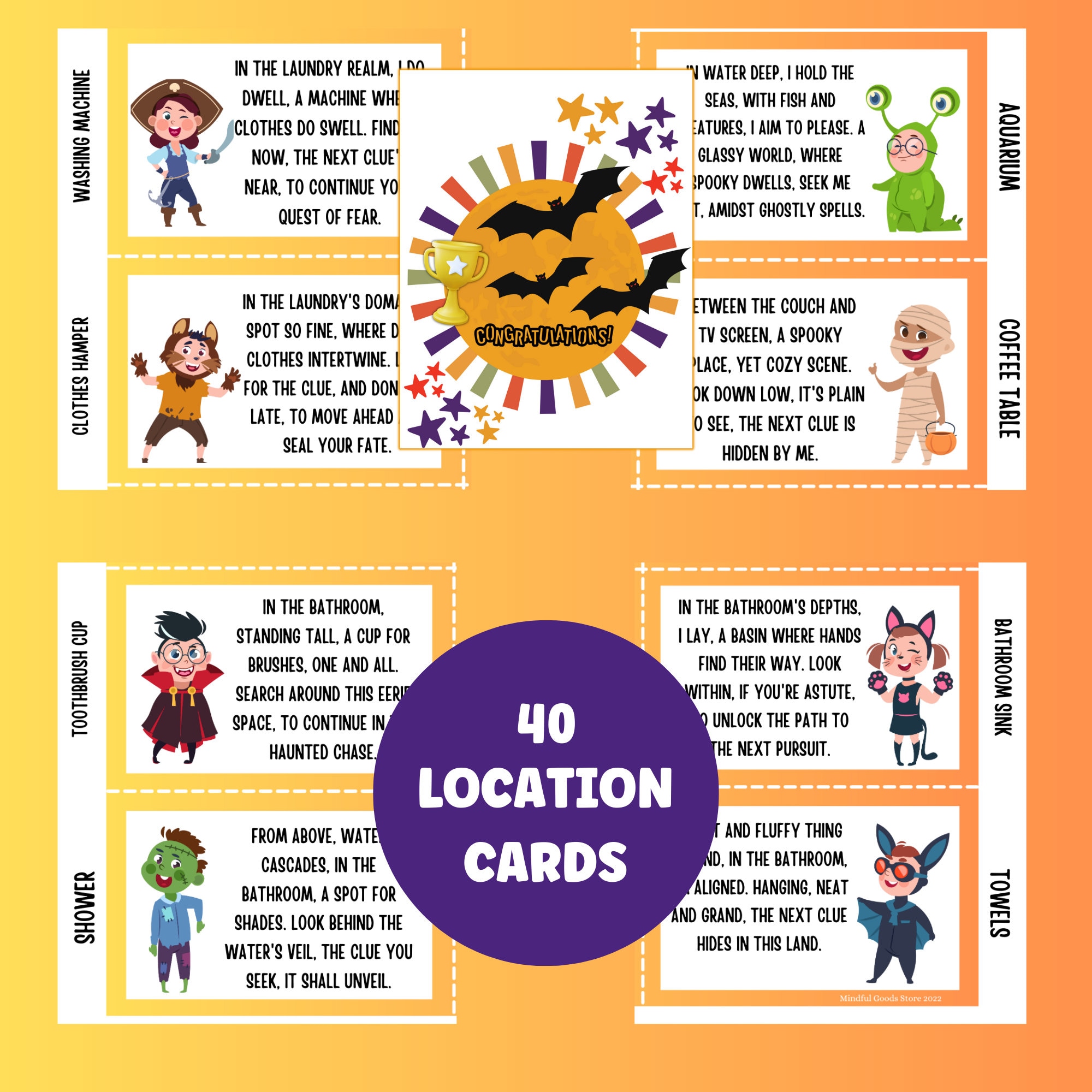 Halloween Treasure Hunt Scavenger Hunt Cards, Indoor & Outdoor Bundle ...