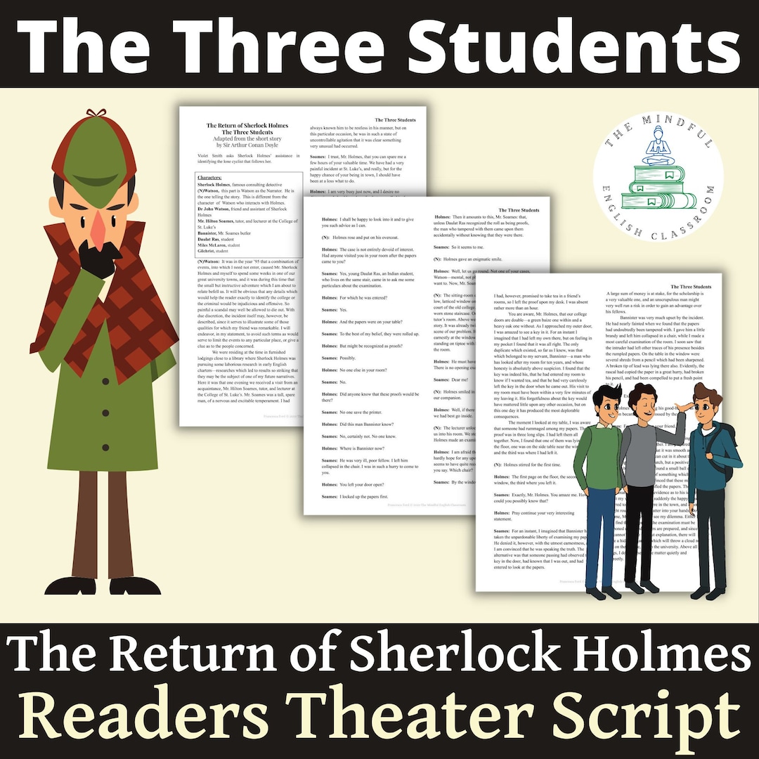 Sherlock Holmes Readers Theater Script: "the Three Students" (digital ...