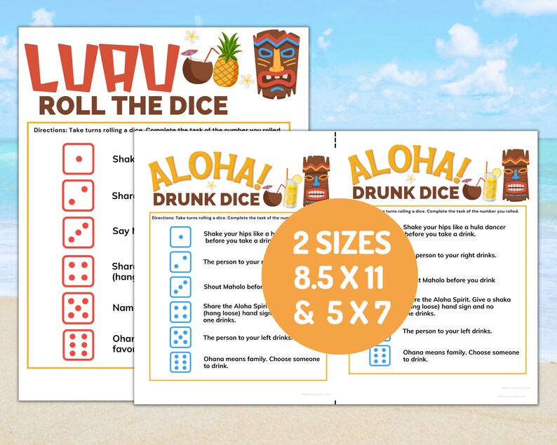 Luau Party Roll the Dice | Birthday Games | Family Game Night | Office ...