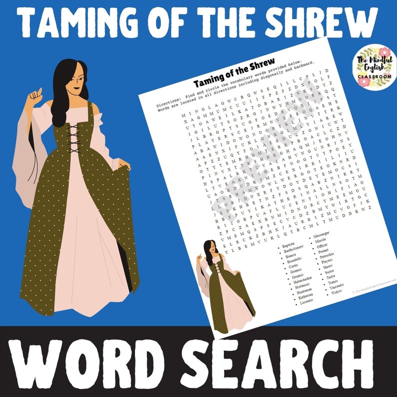 Word Search Puzzle | Taming of the Shrew | Shakespeare | Games and ...