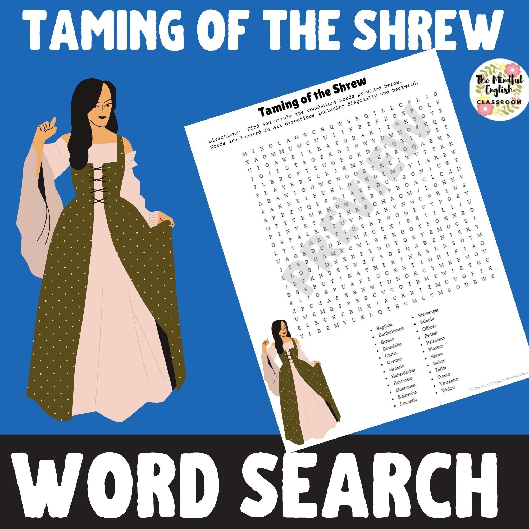 Word Search Puzzle | Taming of the Shrew | Shakespeare | Games and ...