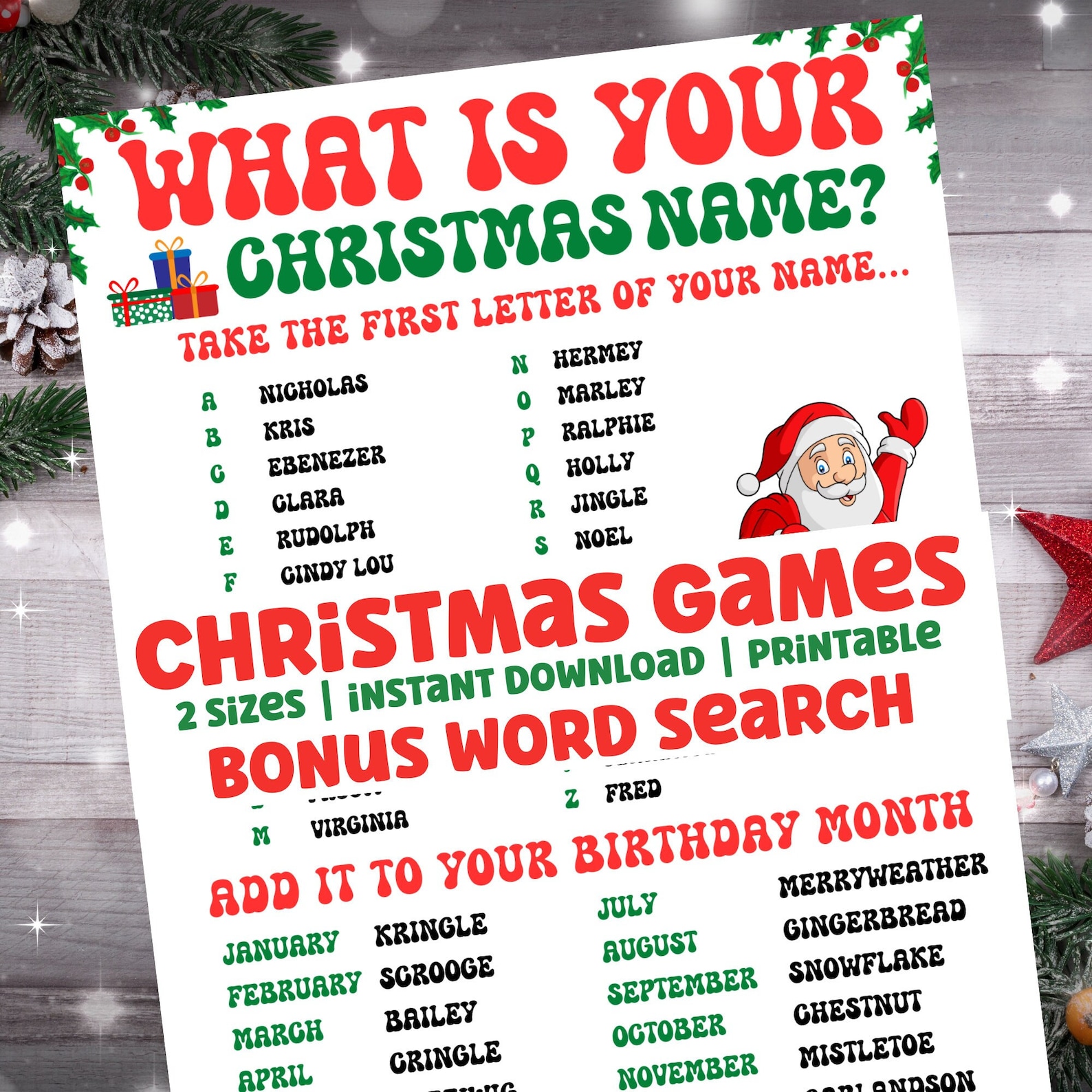 What is Your Christmas Name, Kids & Adults, Holiday Party Activities ...