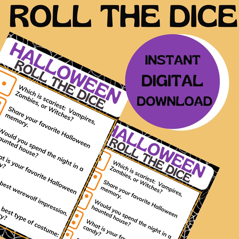 Halloween Roll the Dice Game | Party Game | Family Game Night ...
