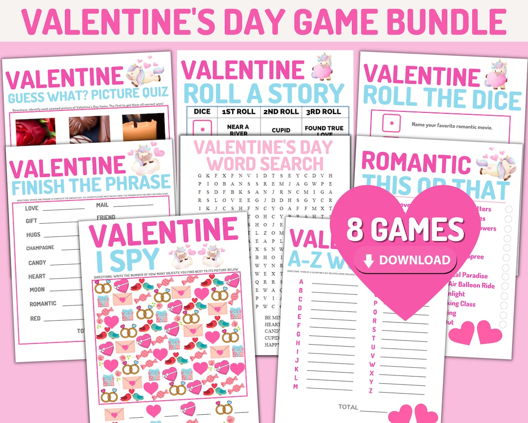 Valentine's Day Party Games, Printable Instant Download, Family Games ...