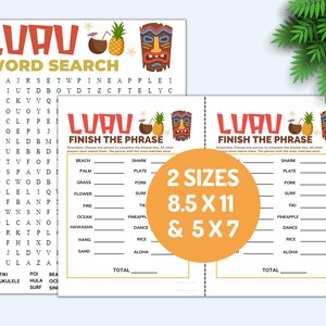 Luau Party Games, Word Search, Family Game Night, Office Party ...