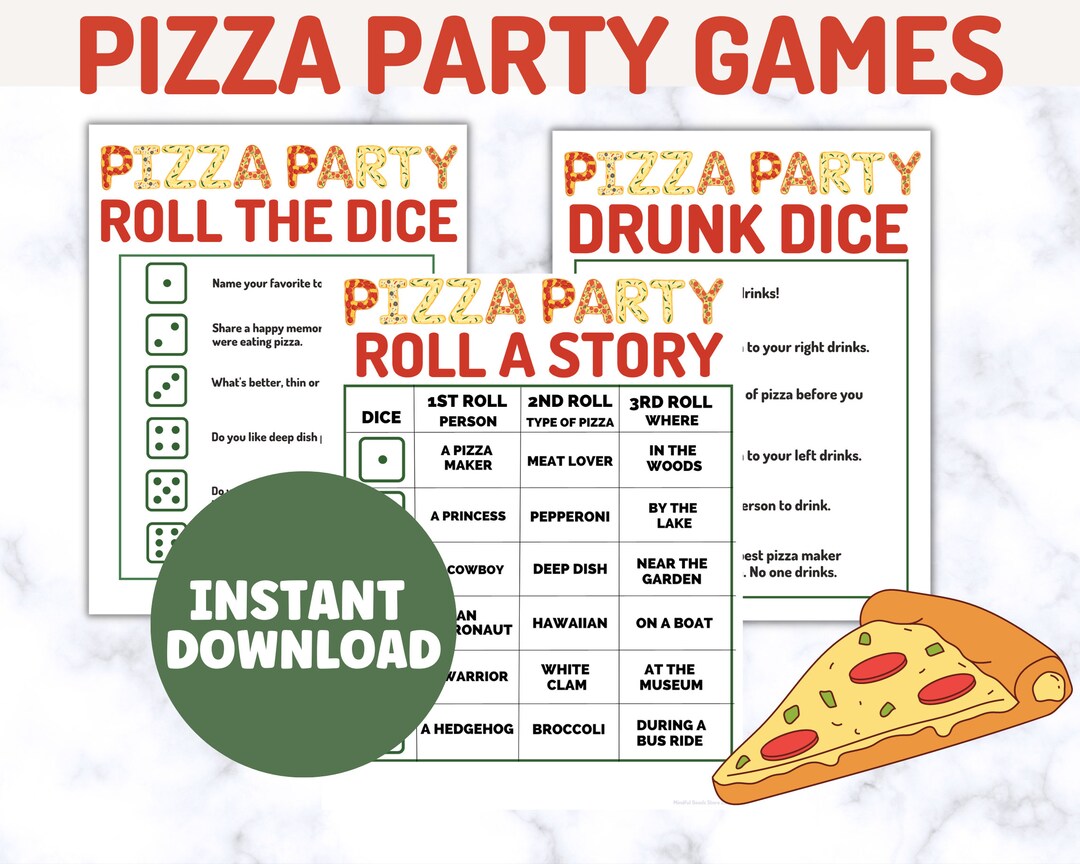 Pizza Party Game Bundle Roll the Dice Game Printable Party - Etsy