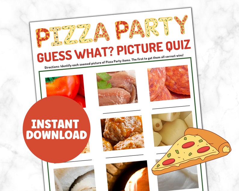 Pizza Party Game Bundle, Guess What, Printable Party Games, Instant ...