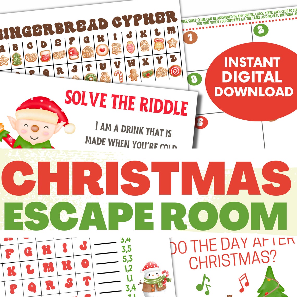 Christmas Escape Room Game | Family Game Night | Printable Party Game ...