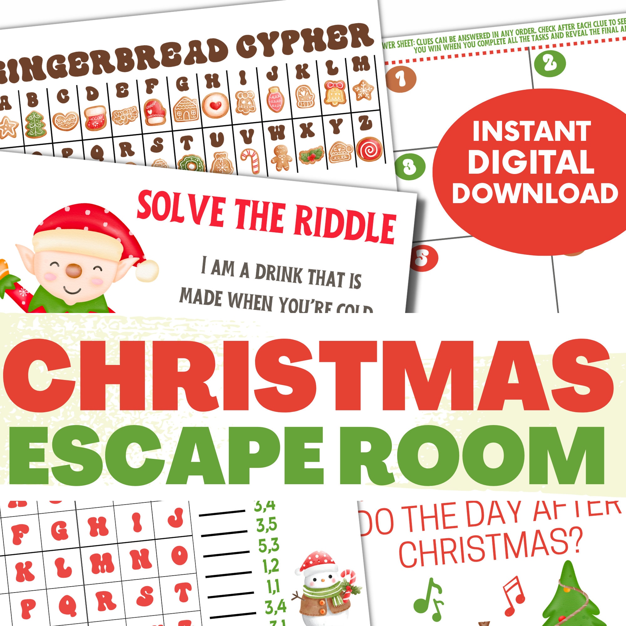 Christmas Escape Room Game | Family Game Night | Printable Party Game ...