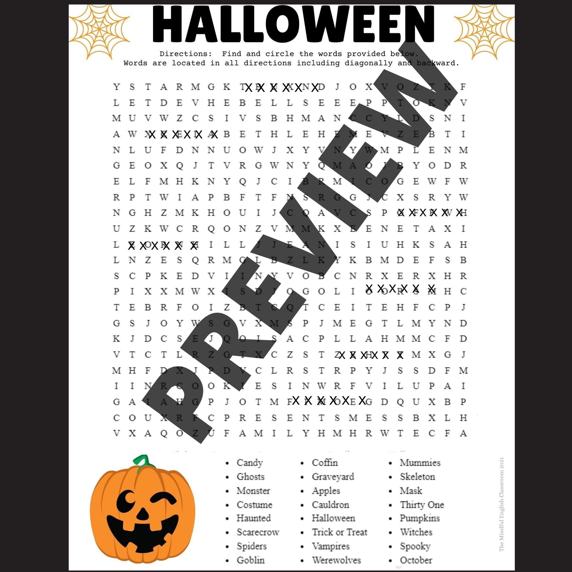 Halloween Word Search Puzzle | Digital Download | Printable - Etsy