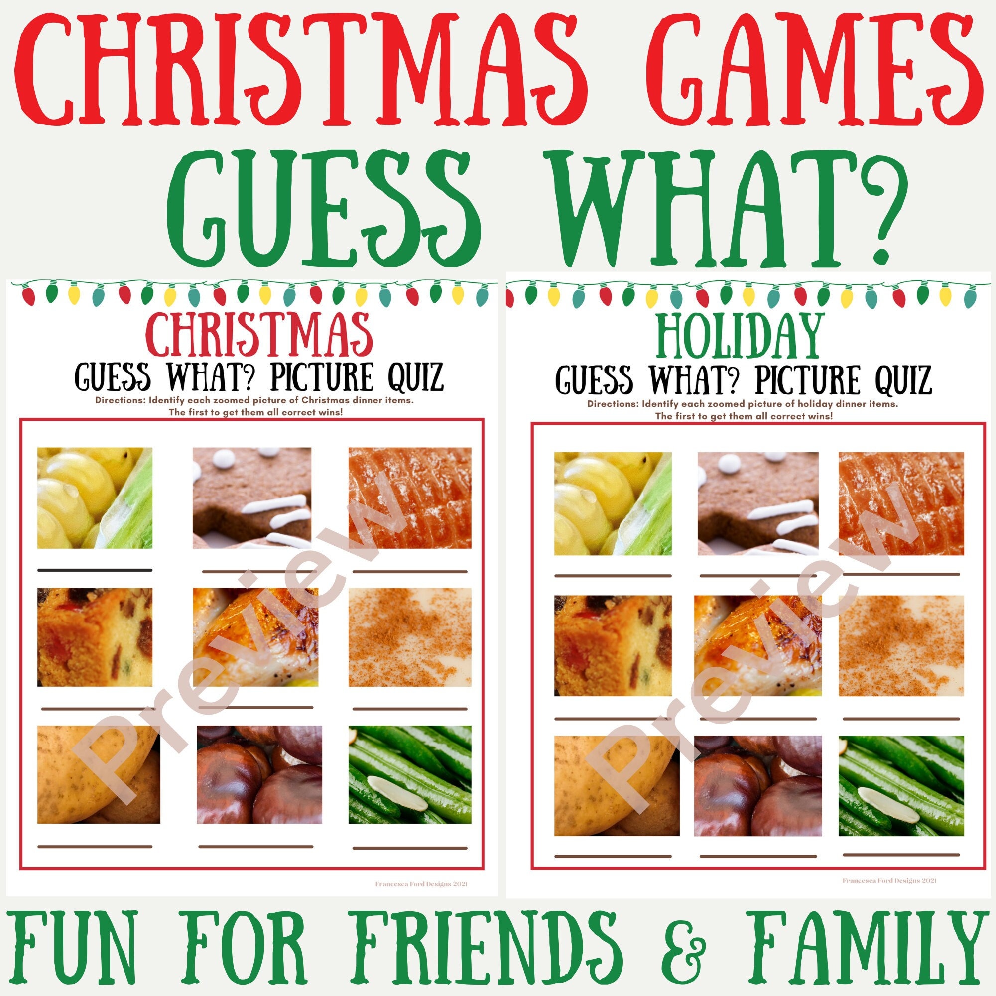 Christmas and Holiday Guess What Game Picture Quiz Family Game Night ...