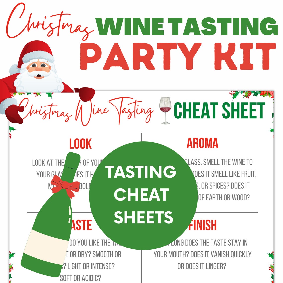 Christmas Wine Tasting Party Kit, Christmas Party Game, Printables ...
