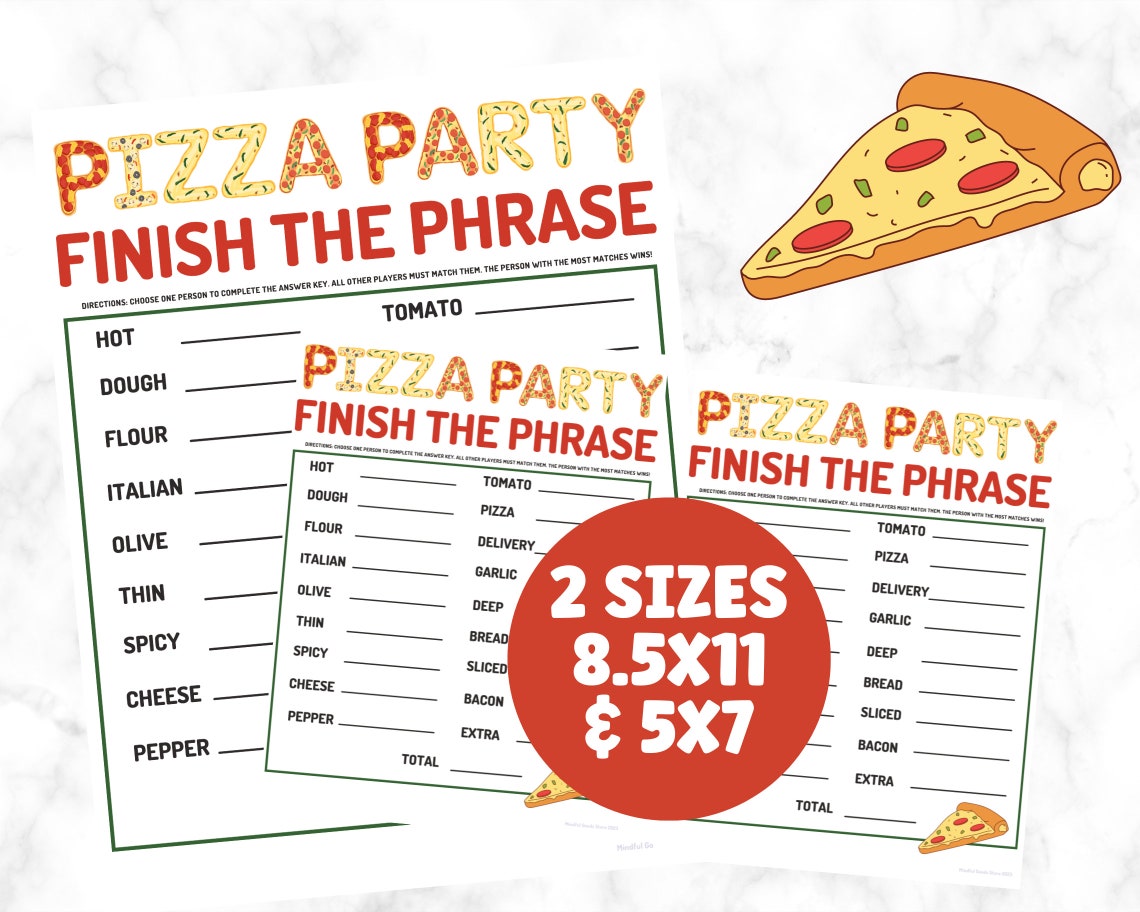 Pizza Party Game Bundle: Finish the Phrase (printable, Instant Download ...