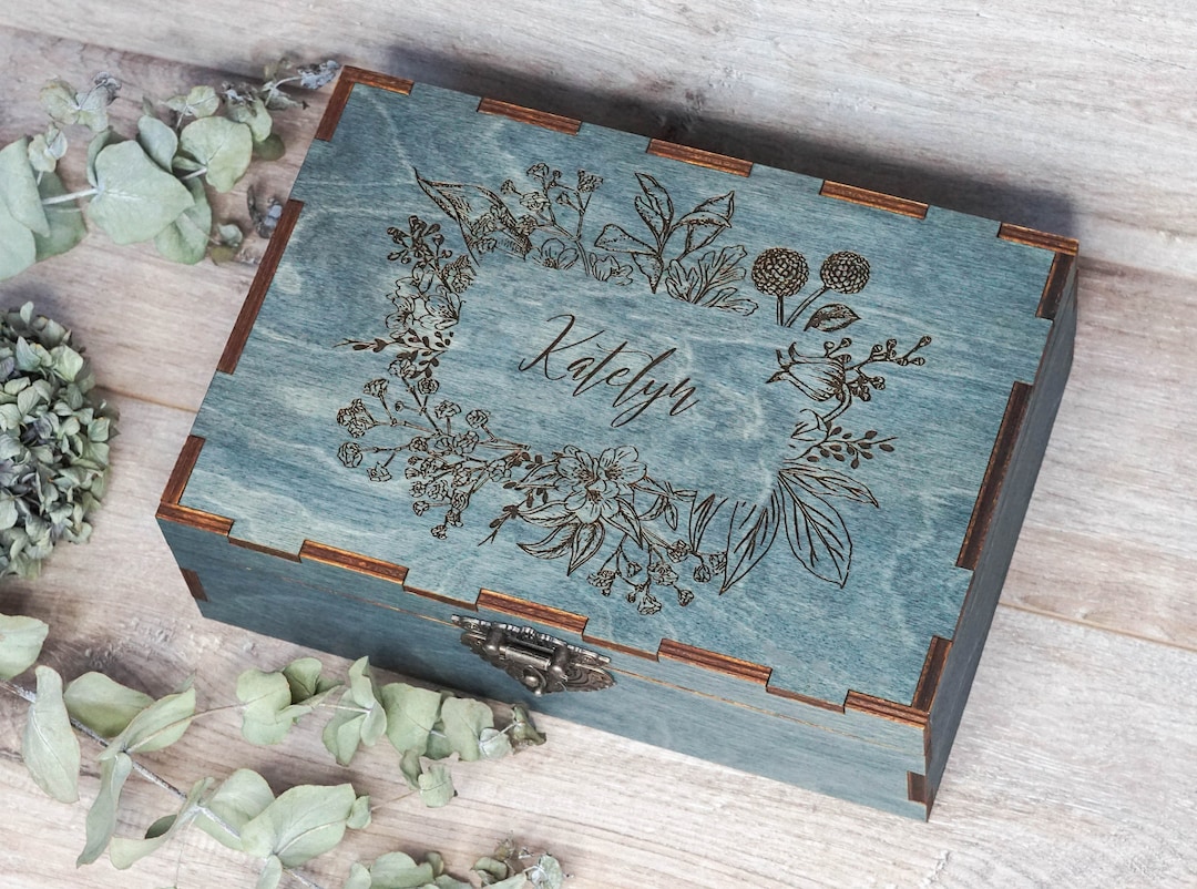 Personalized Wood Jewelry Box, Custom Engraved Wooden Jewellery Box ...