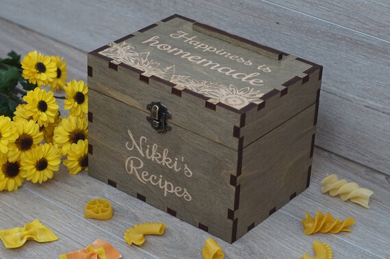4x6 Recipe Box With Dividers and Recipe Cards Personalized - Etsy
