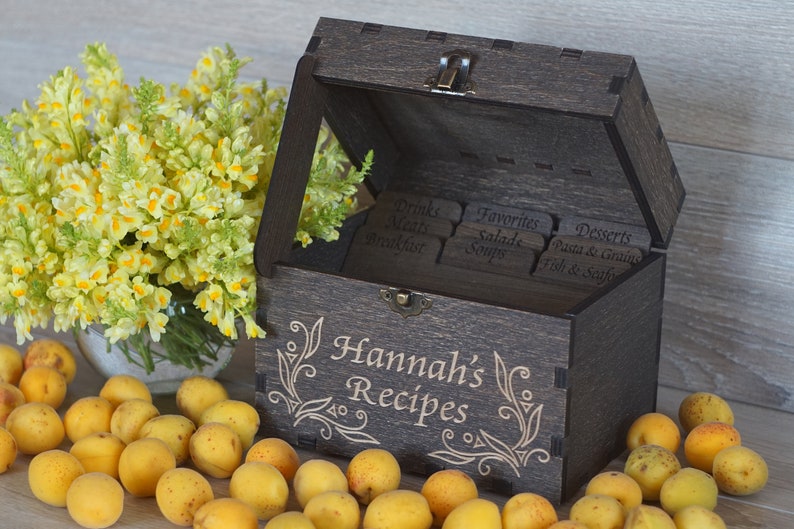 4x6 Recipe Box With Dividers and Recipe Cards Personalized | Etsy