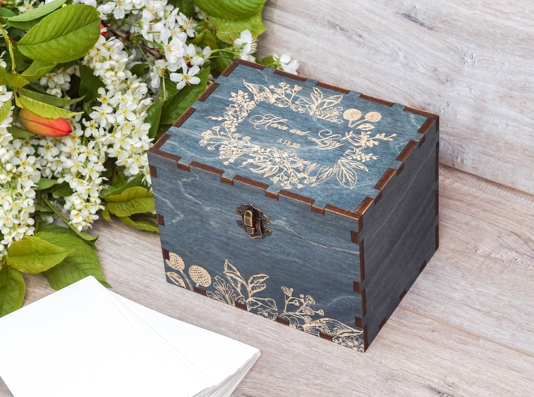 Wedding Guest Box With 6 Dividers Personalized Engraved Wood - Etsy