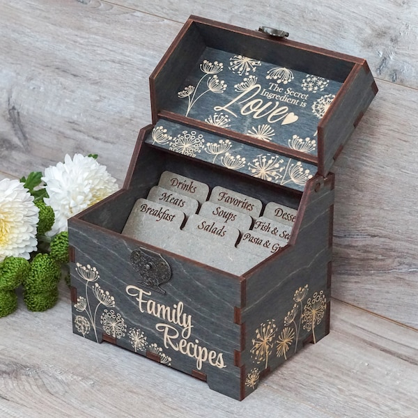 Personalized Wood Recipe Card Box - Etsy